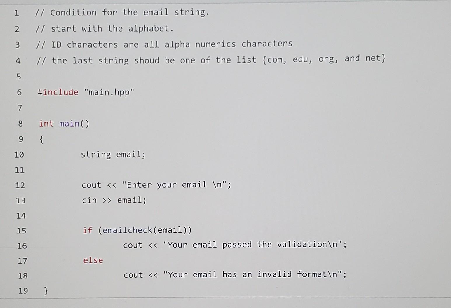 Solved Validate the email account We will make a program | Chegg.com