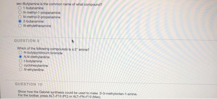 Solved sec-Butylamine is the common name of what compound? | Chegg.com