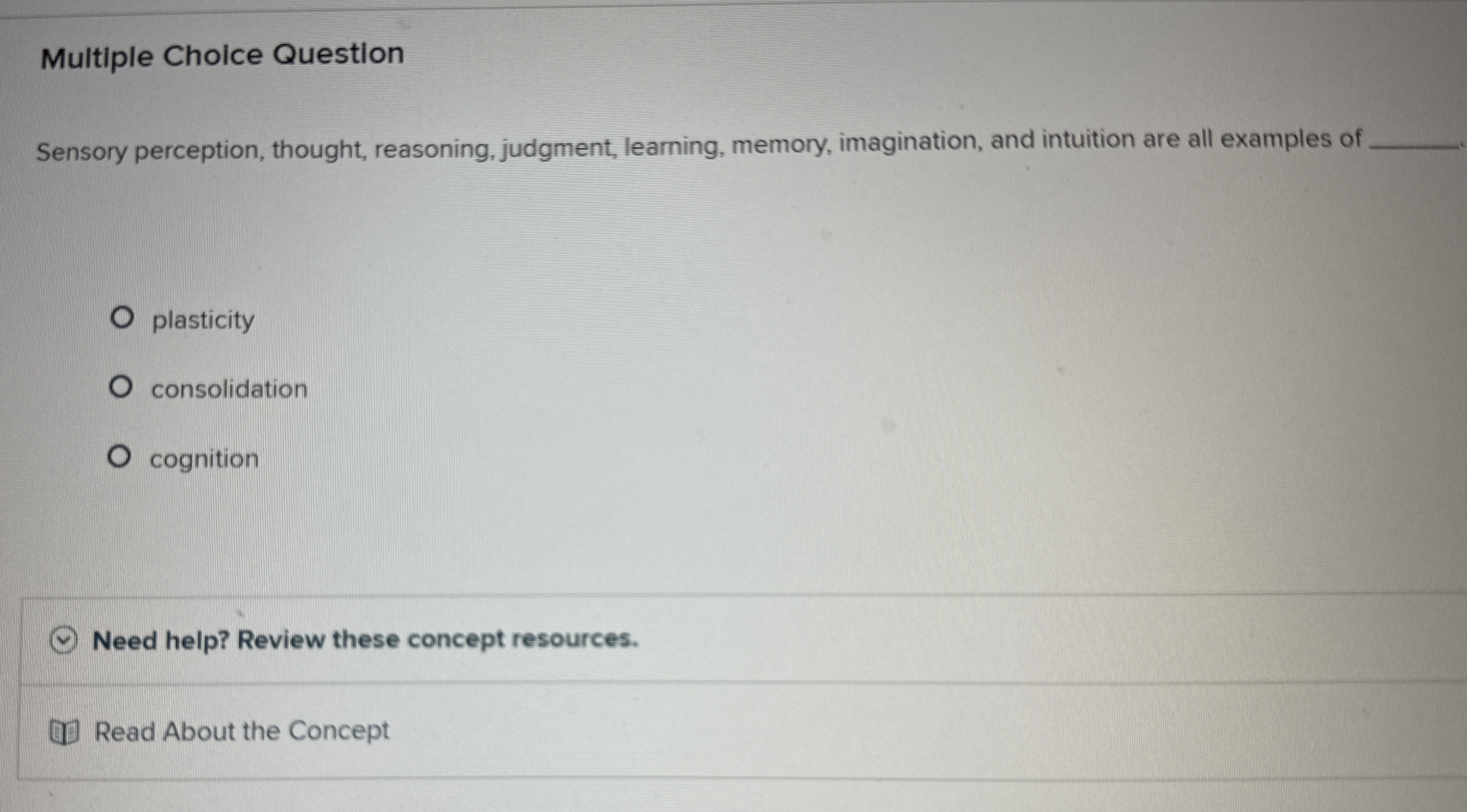 Solved Multiple Cholce QuestionSensory perception, thought, | Chegg.com