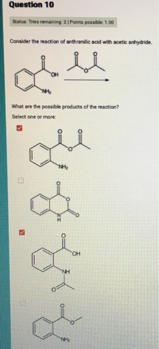Solved Question 10 Status: Tries remaining: 2 Points | Chegg.com