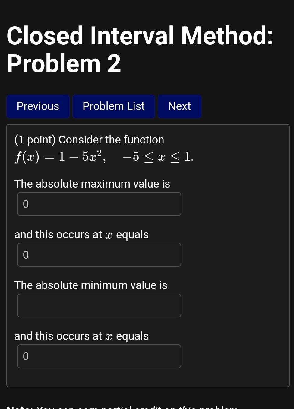 Solved Closed Interval Method: Problem 2 ( 1 point) Consider | Chegg.com