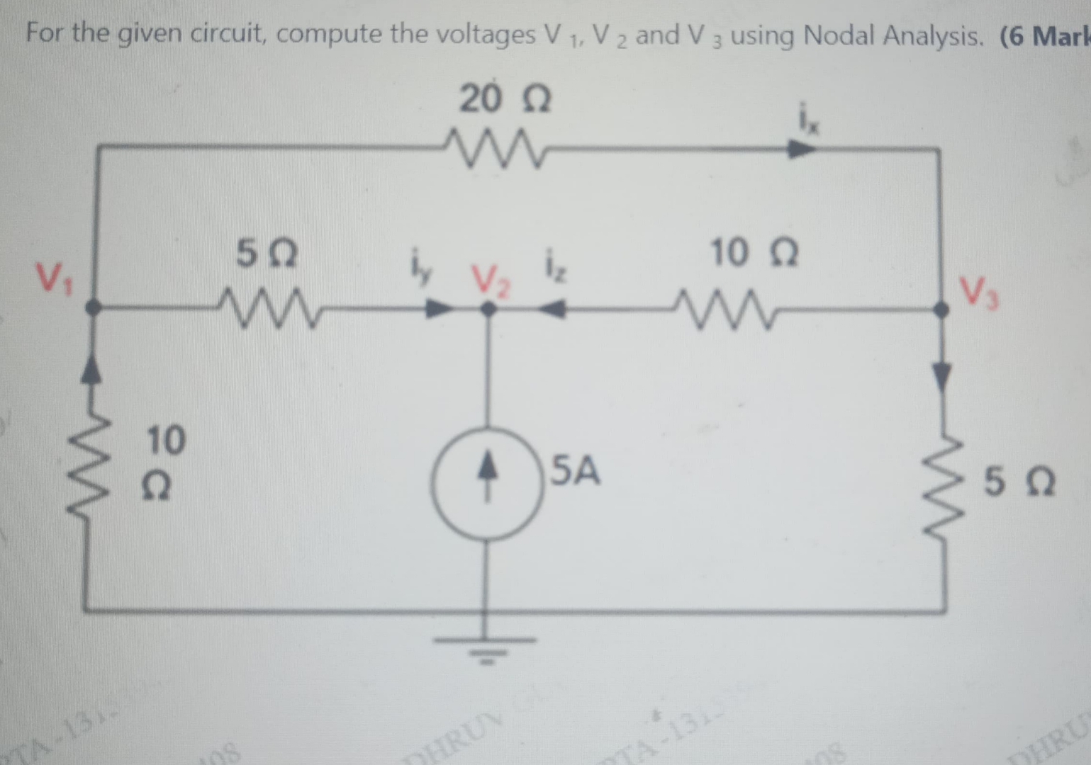 Solved For the given circuit, compute the voltages V1,V2 | Chegg.com