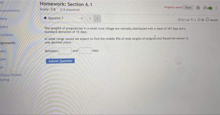 Solved ne ouncements abus > dules Homework: Section 6.1 | Chegg.com