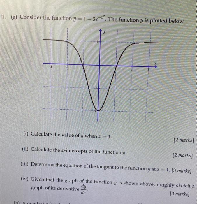 Solved (a) Consider the function y=1−3e−x2. The function y | Chegg.com
