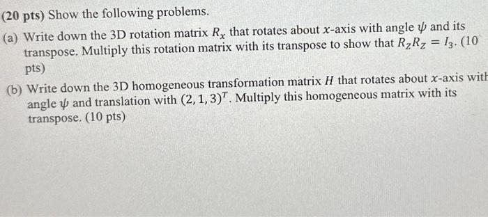 Solved (20pts) Show the following problems. (a) Write down | Chegg.com