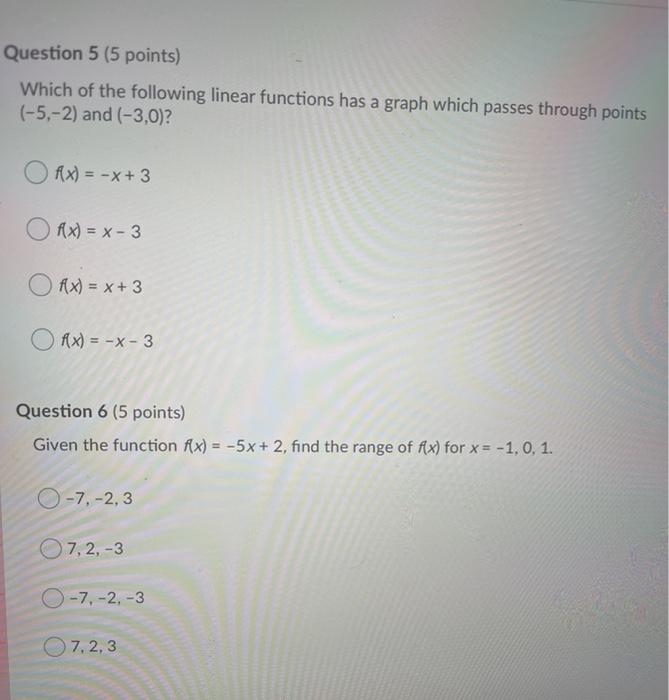 Solved Question 5 (5 points) Which of the following linear | Chegg.com