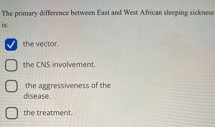 Solved The primary difference between East and West African | Chegg.com