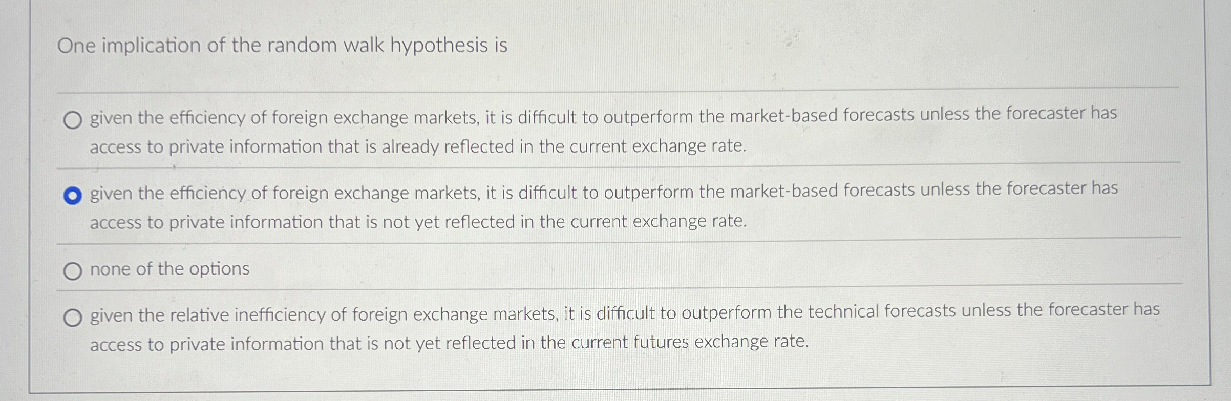 Solved One implication of the random walk hypothesis isgiven | Chegg.com