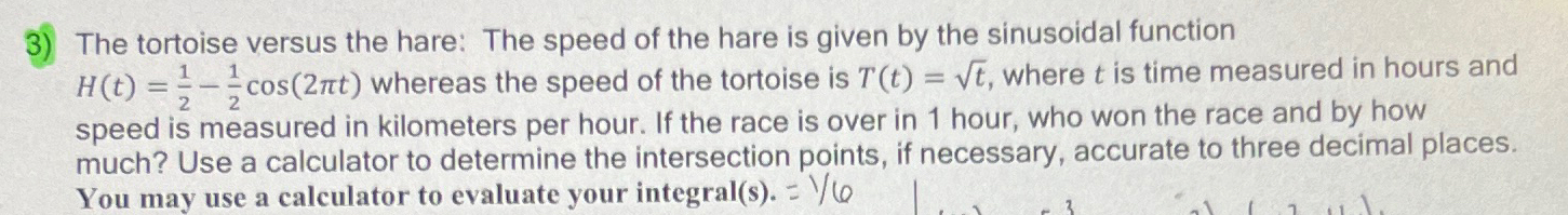 Solved The tortoise versus the hare: The speed of the hare | Chegg.com