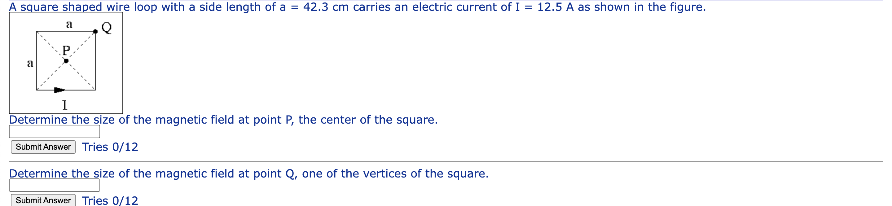Solved A square shaped wire loop with a side length of | Chegg.com