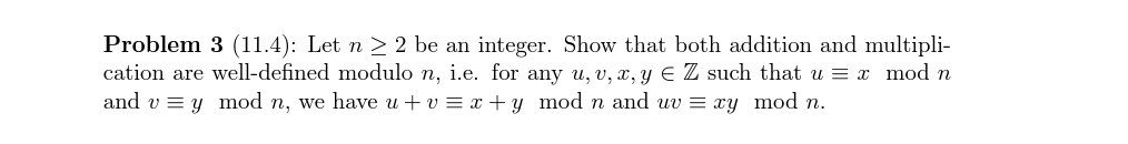 Solved Problem 3 (11.4): Let n≥2 be an integer. Show that | Chegg.com