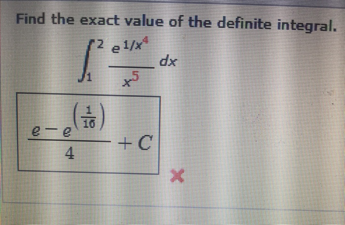 Solved Find the exact value of the definite integral. 12 e | Chegg.com