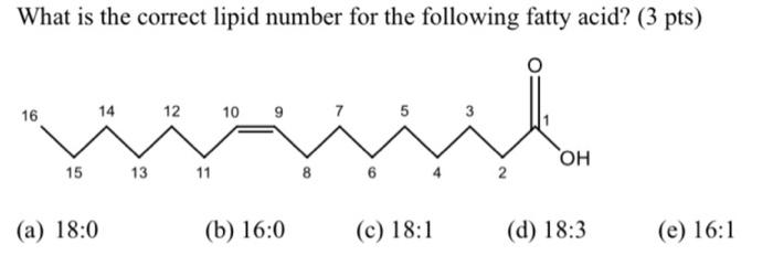 Solved What is the correct lipid number for the following | Chegg.com