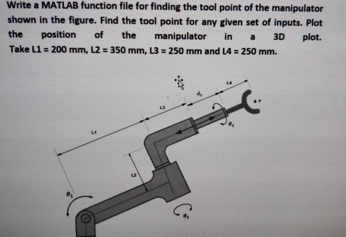 Write a MATLAB function file for finding the tool | Chegg.com