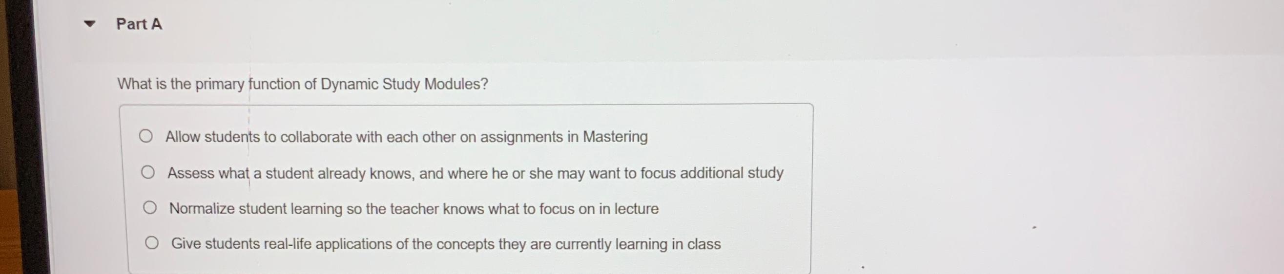 Solved Part AWhat is the primary function of Dynamic Study | Chegg.com