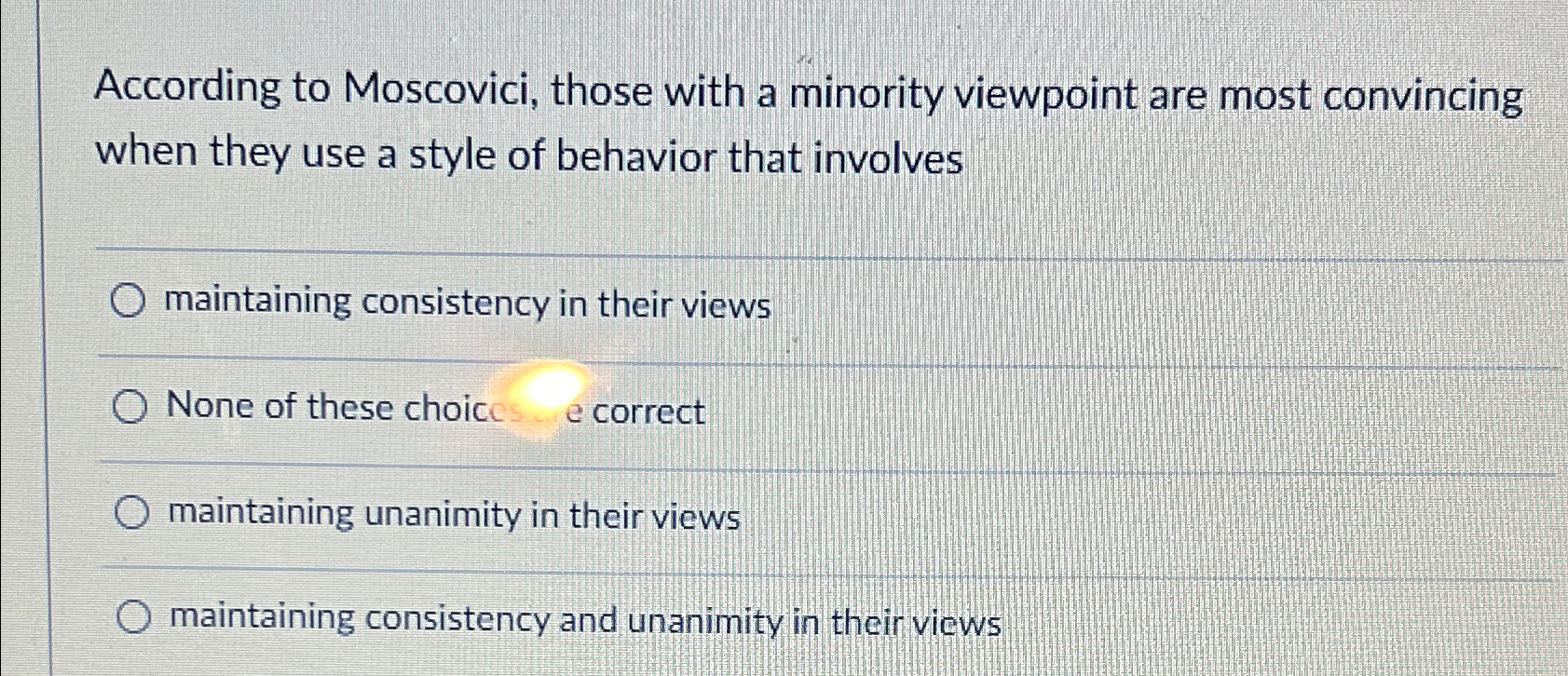 Solved According to Moscovici, those with a minority | Chegg.com