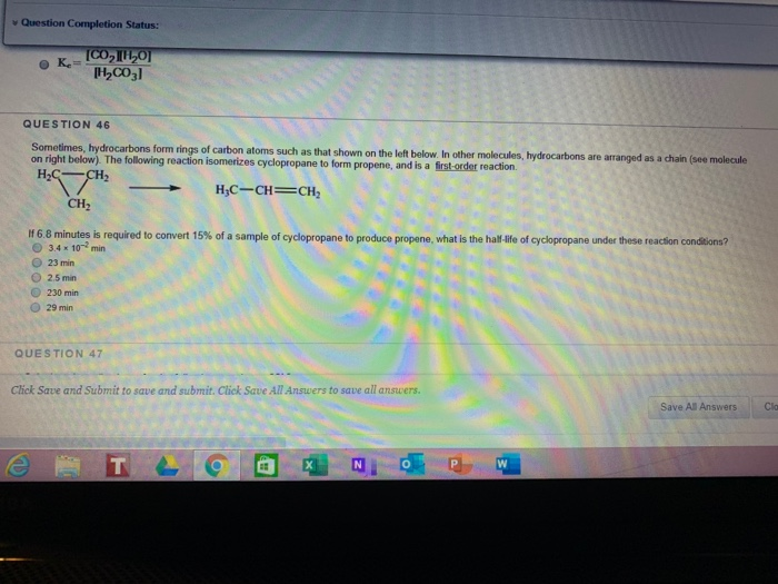 Solved Question Completion Status: K. = 10021120 H2CO31 | Chegg.com