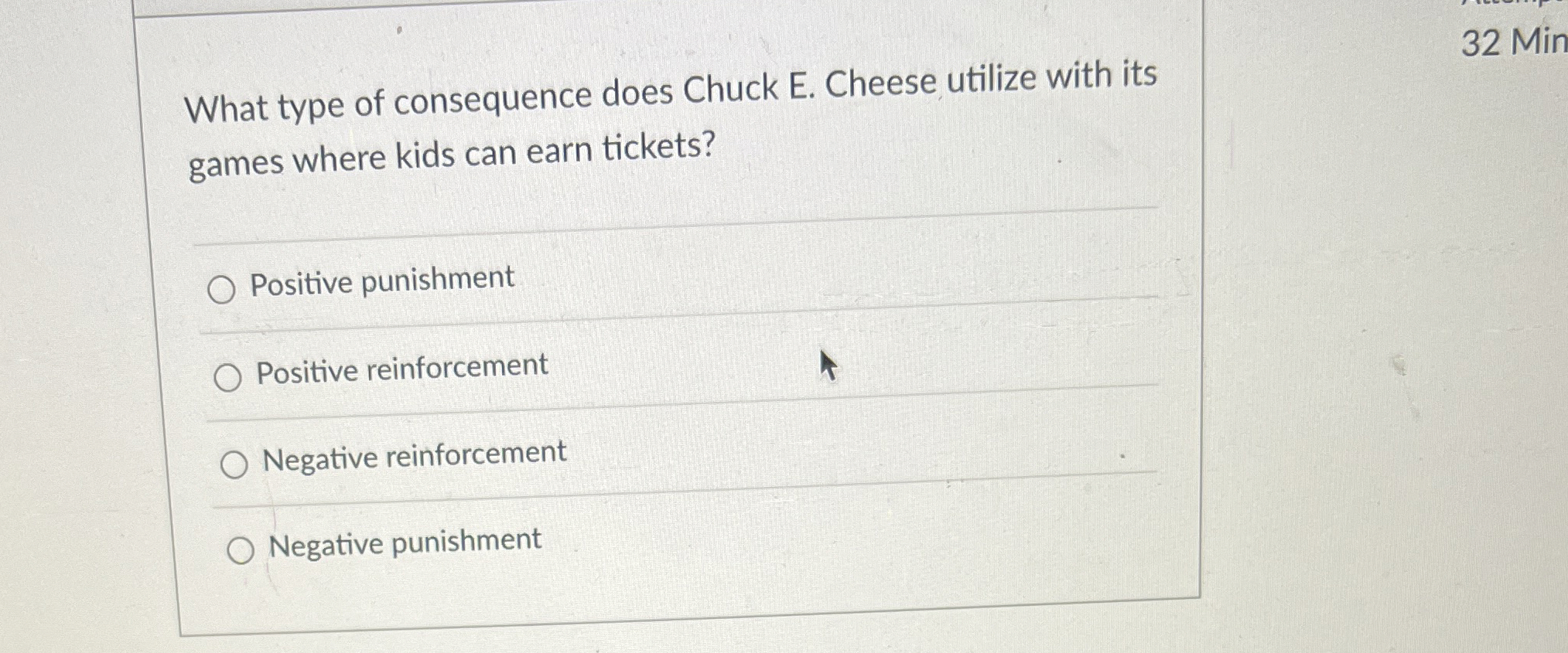 Solved What type of consequence does Chuck E. ﻿Cheese | Chegg.com