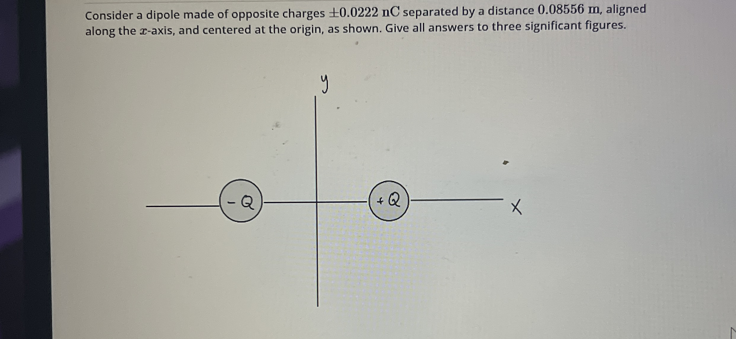 Consider a dipole made of opposite charges +-0.0222nC | Chegg.com