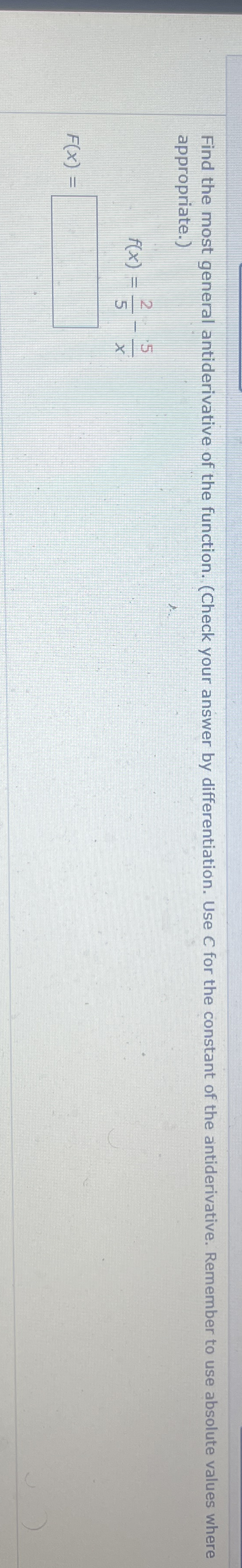 Solved Find the most general antiderivative of the function. | Chegg.com