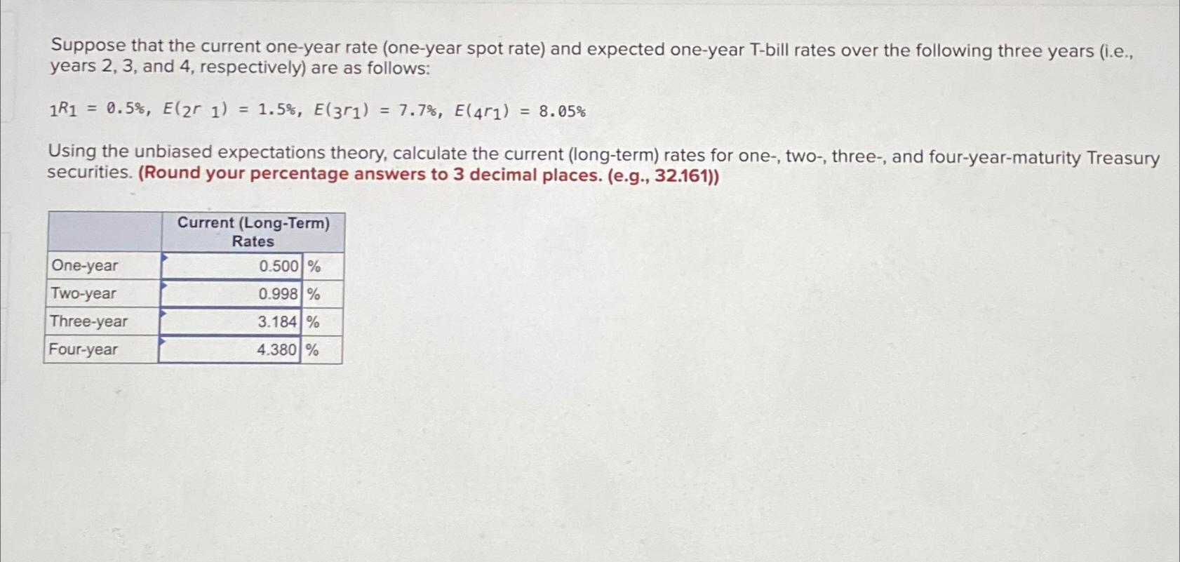 Solved Suppose that the current one-year rate (one-year spot | Chegg.com