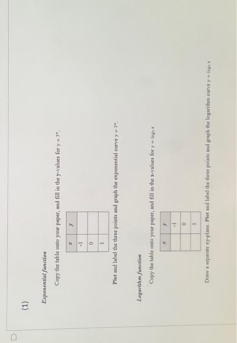 Solved D (1) Exponential function Copy the table onto your | Chegg.com