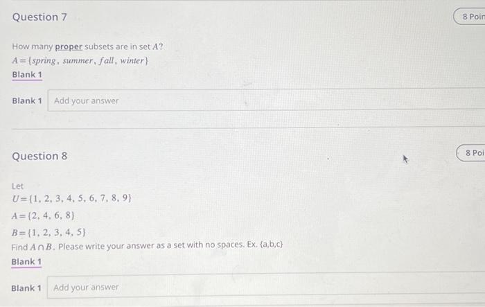 Solved How many proper subsets are in set A ? A= (spring, | Chegg.com