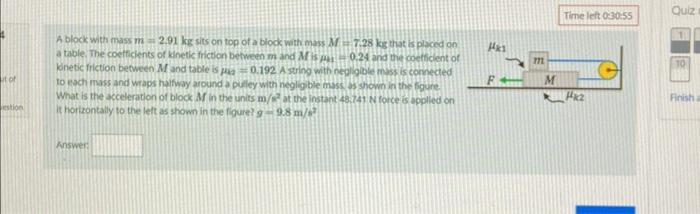 Solved A block with mass m=2.91 kg sits on top of a block | Chegg.com