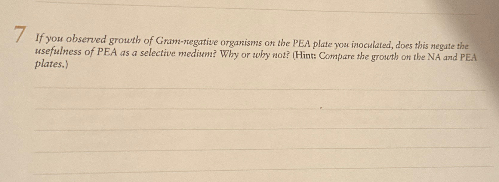 Solved 7 ﻿If you observed growth of Gram-negative organisms | Chegg.com