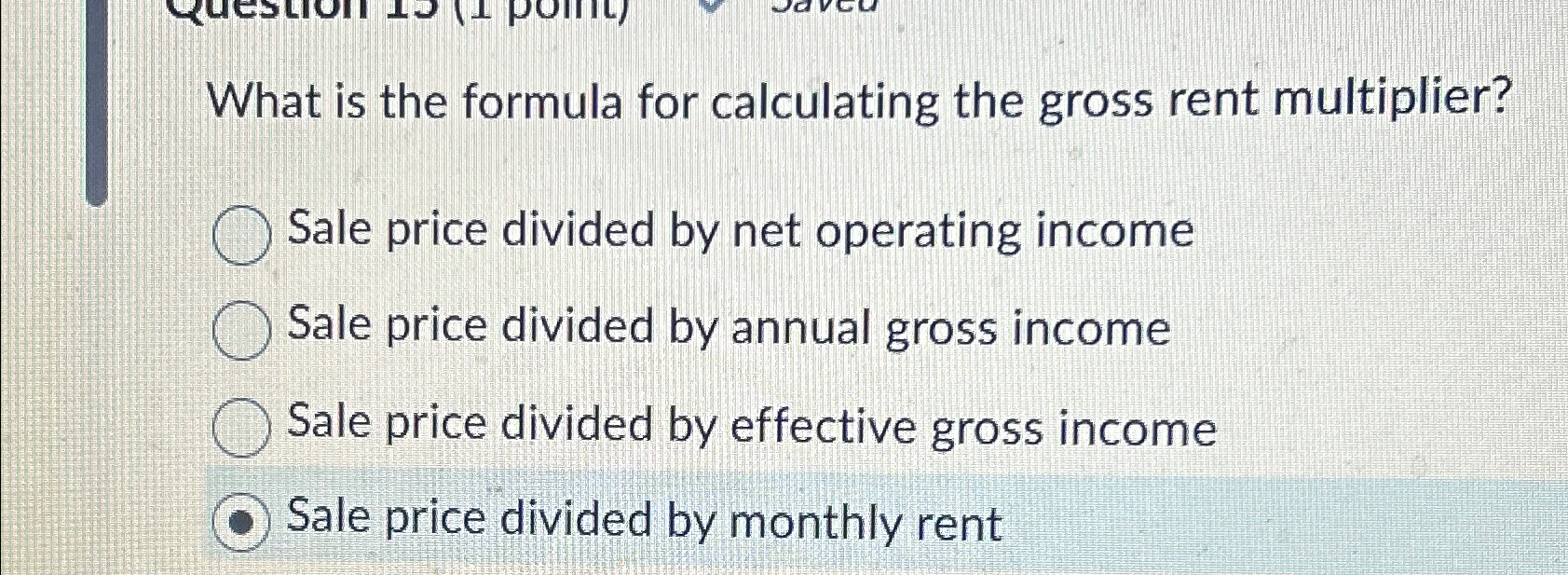 Solved What is the formula for calculating the gross rent | Chegg.com