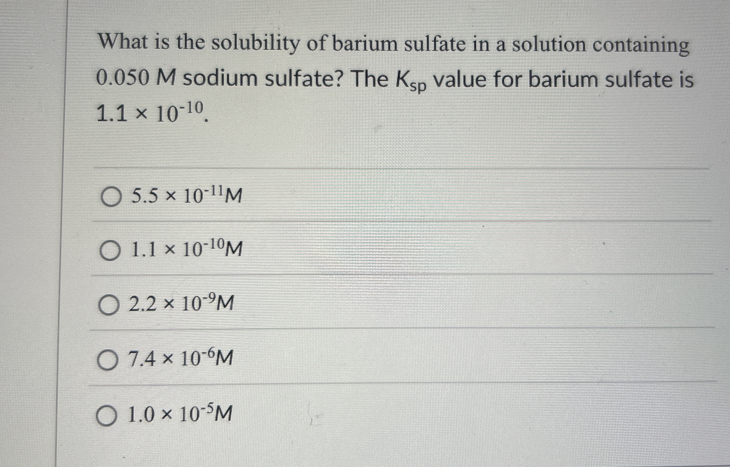 Solved What is the solubility of barium sulfate in a | Chegg.com