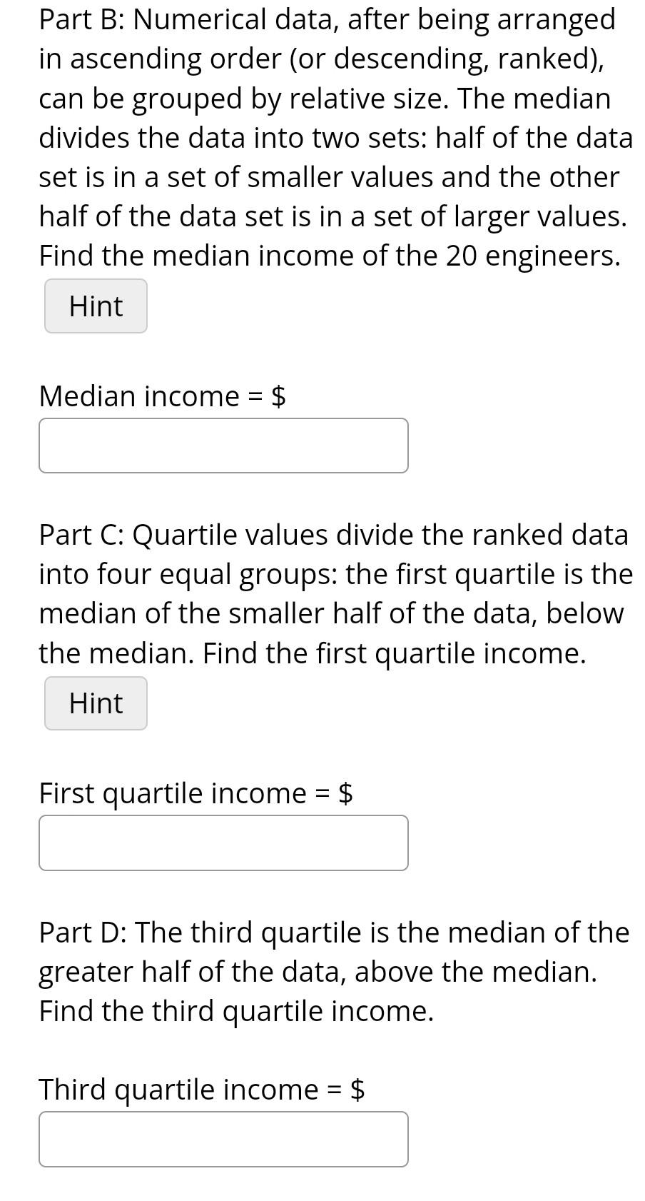 Solved The annual income of 20 engineers is shown in the | Chegg.com