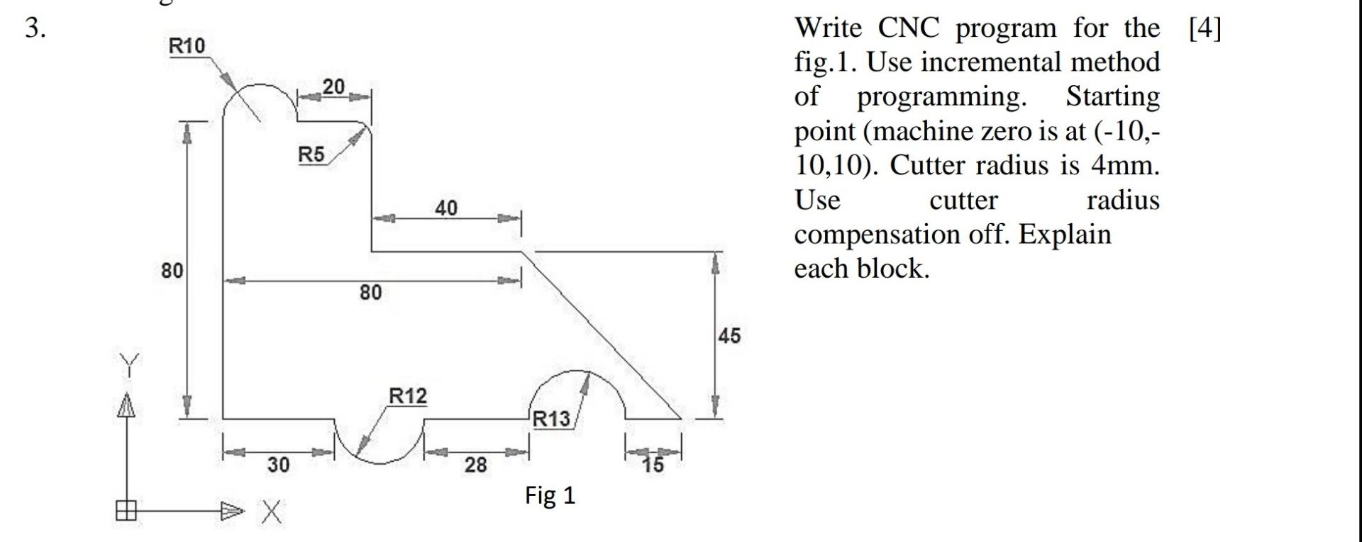 Solved 3. R10 20 R5 Write CNC program for the [4] fig. 1. | Chegg.com