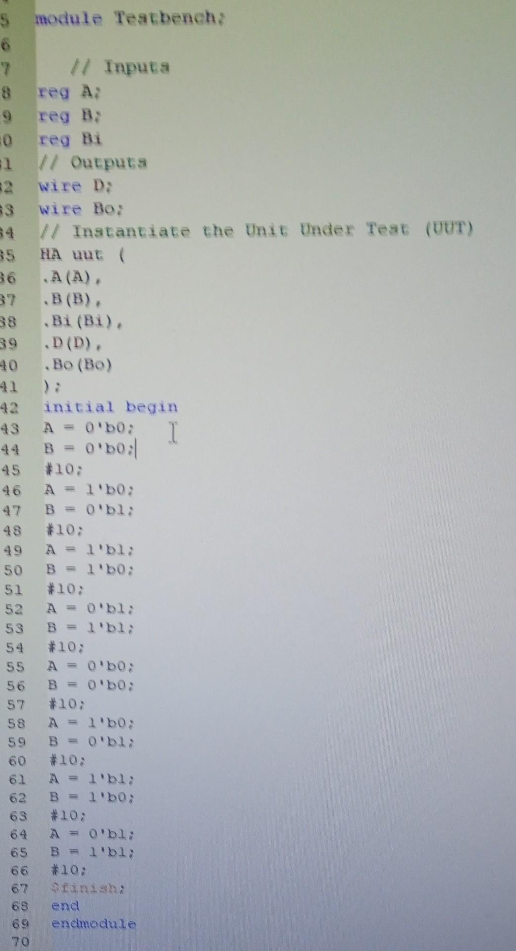 Solved module Teatbench: // Inputg regA: reg B: reg Bi // | Chegg.com