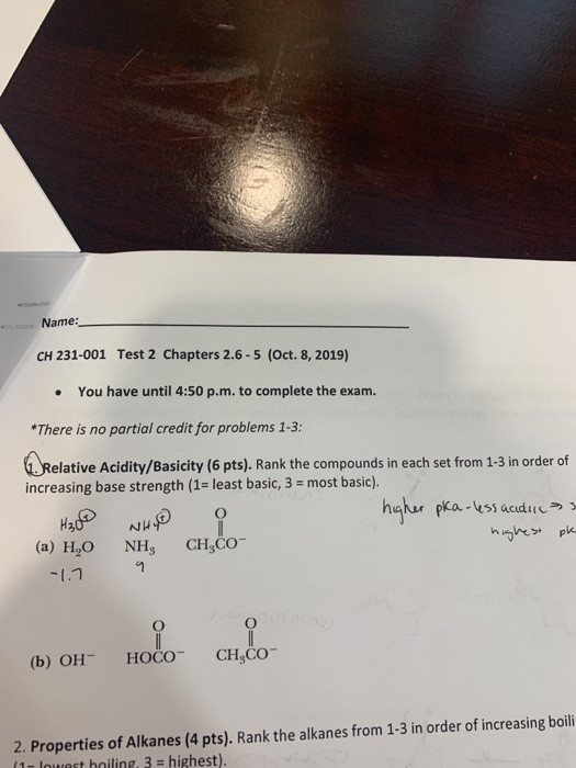 Solved rank acidity/basicity- in increasing base strength. | Chegg.com