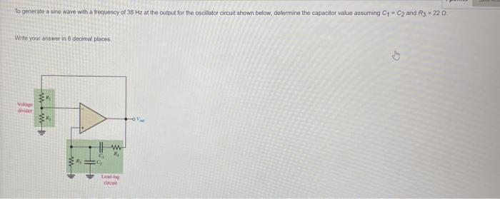 Solved To generate a sine wave with a frequency of 38 Hz at | Chegg.com