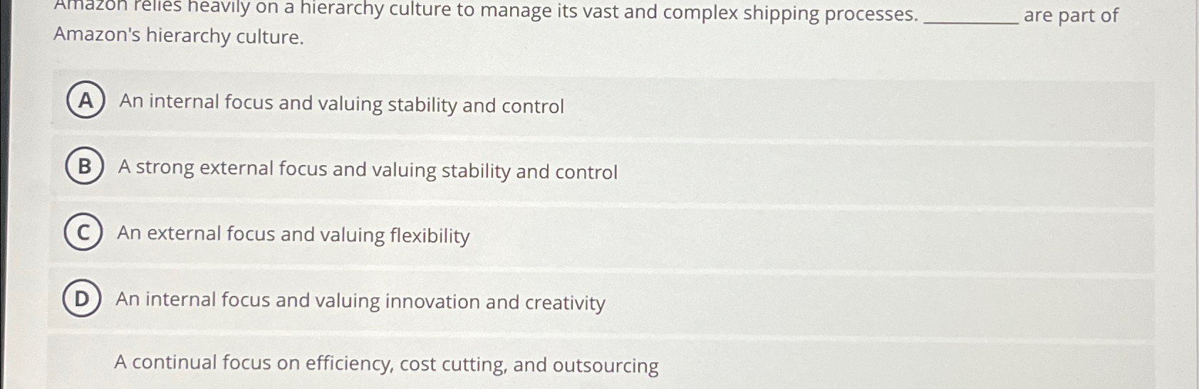 Solved Amazon relles heavily on a hierarchy culture to | Chegg.com