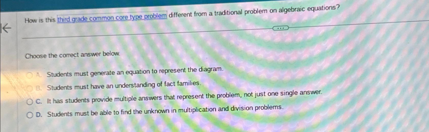 Solved How is this third grade common core type problem | Chegg.com