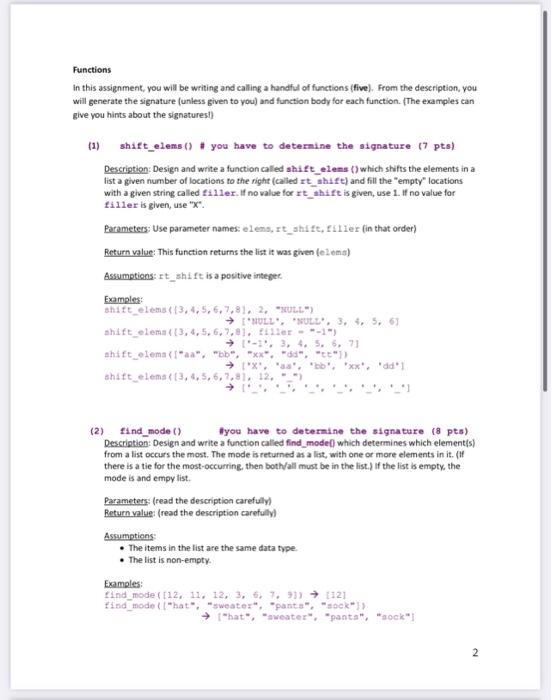 Solved Any function that violates the following will receive | Chegg.com