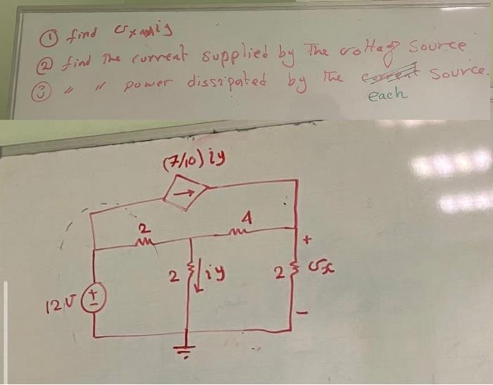 Solved (1) find vx and is (2) find the cument supplied by | Chegg.com