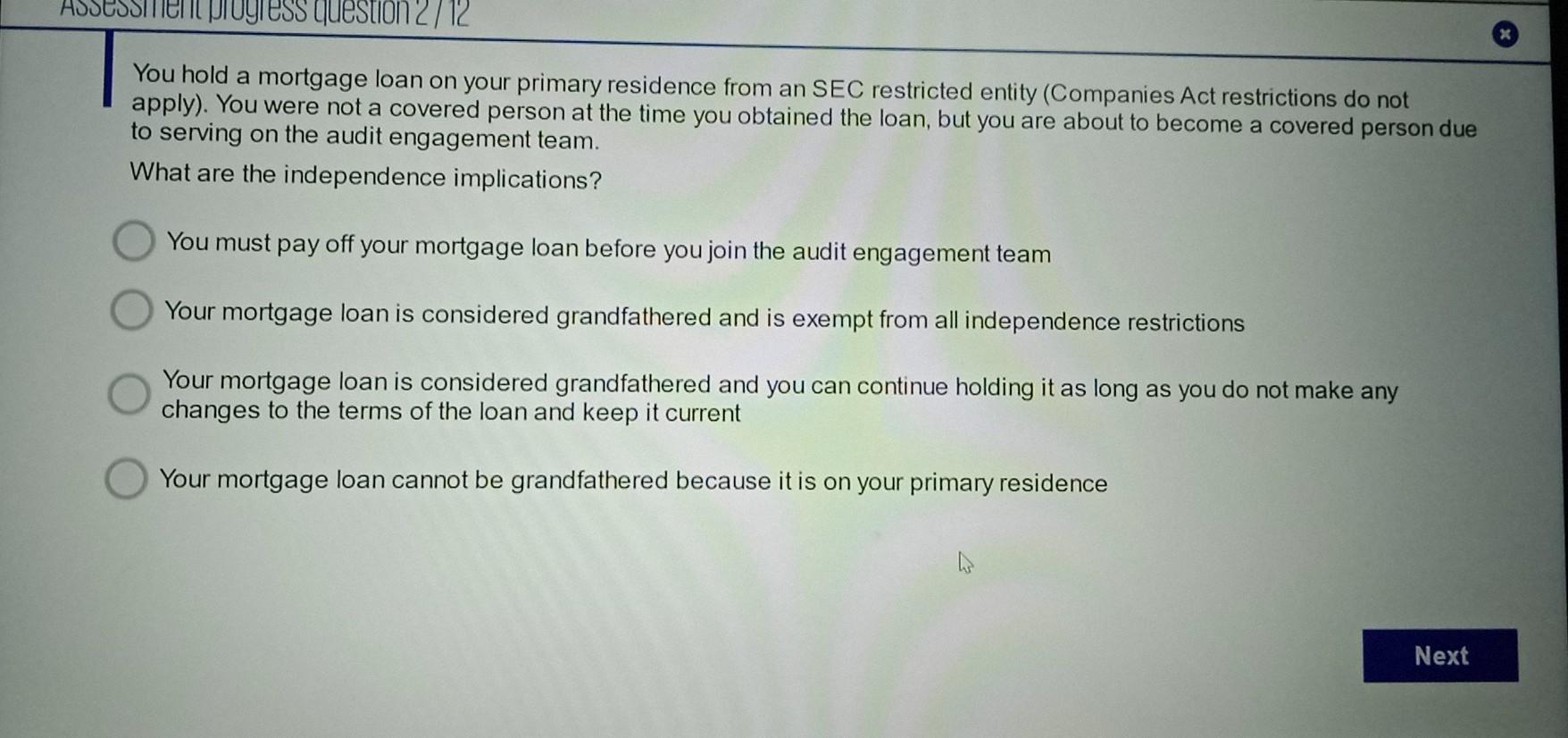 Solved You hold a mortgage loan on your primary residence | Chegg.com