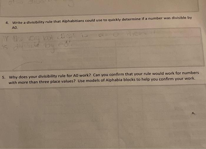 Solved 4. Write a divisibility rule that Alphabitians could | Chegg.com