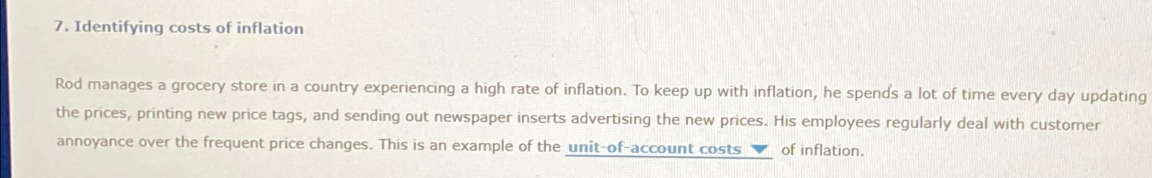 Solved Identifying costs of inflationRod manages a grocery | Chegg.com