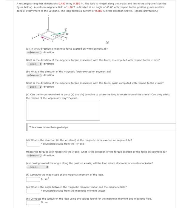 Solved A rectangular loop has dimensions 0.480 m by 0.350 m. | Chegg.com