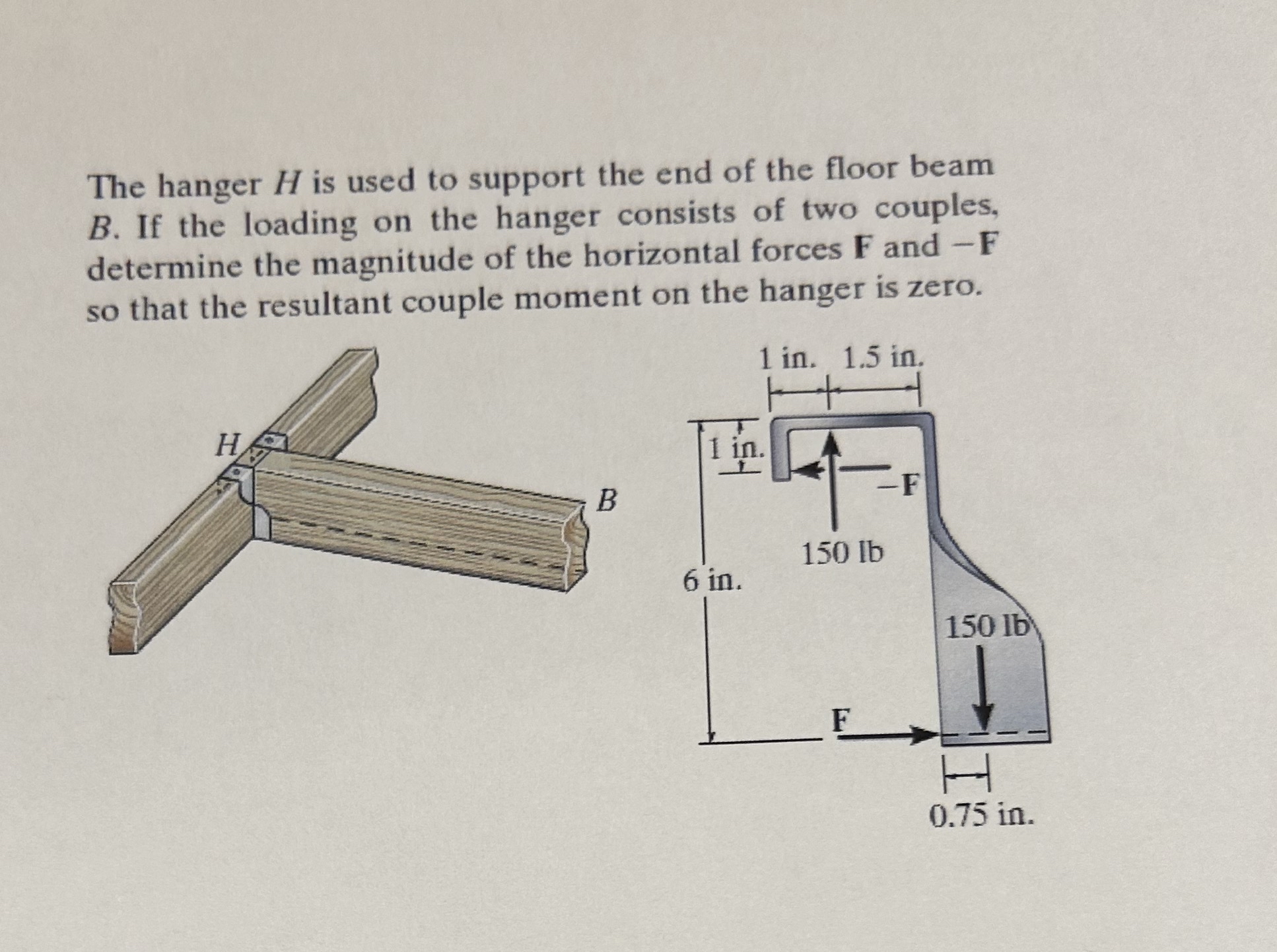 Solved The hanger H ﻿is used to support the end of the floor | Chegg.com
