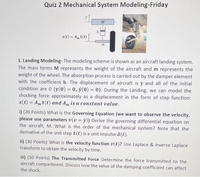 Solved Quiz 2 Mechanical System Modeling-Friday M M b x(t) = | Chegg.com