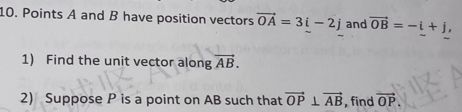 Solved 0. Points A and B have position vectors OA=3∼i−∼j and | Chegg.com
