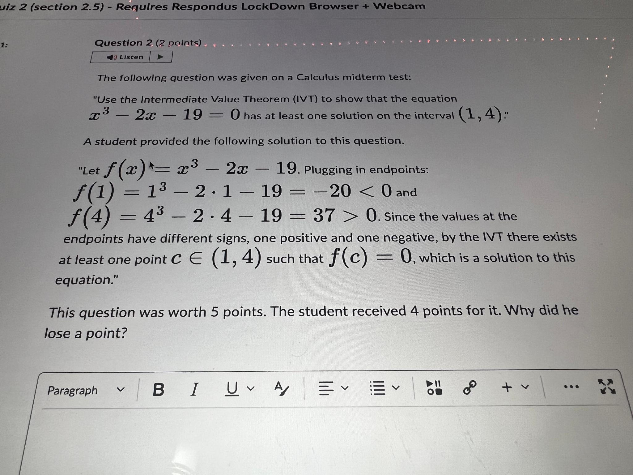 Solved The following question was given on a Calculus | Chegg.com