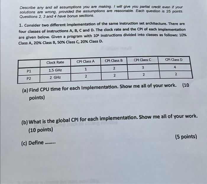 Solved Describe any and all assumptions you are making. I | Chegg.com