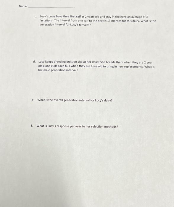 Optional Homework-Response to Selection ANSC 3319 | Chegg.com